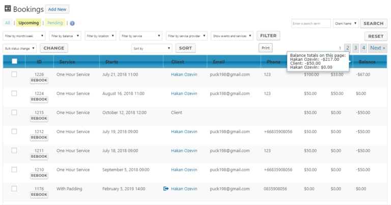 Front End Booking Management - WP BASE