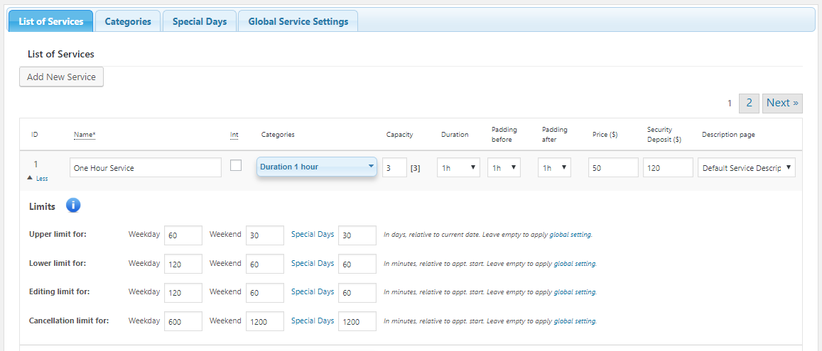 Extended Service Features & Categories - WP BASE
